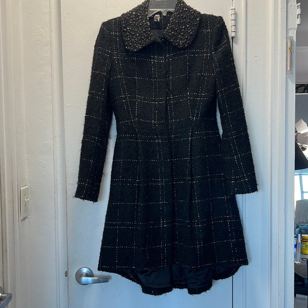 Alice And Olivia Plaid Aline Wool Coat With Jewel Nec… - Gem